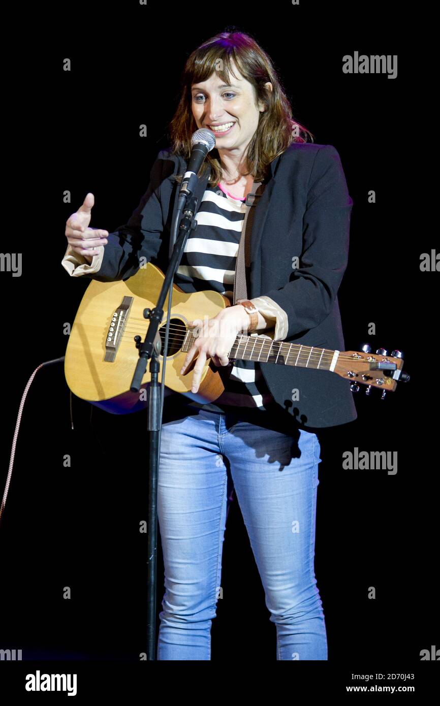 Isy Suttie performing at the War on Want Comedy Gig, at the O2 Shepherd ...