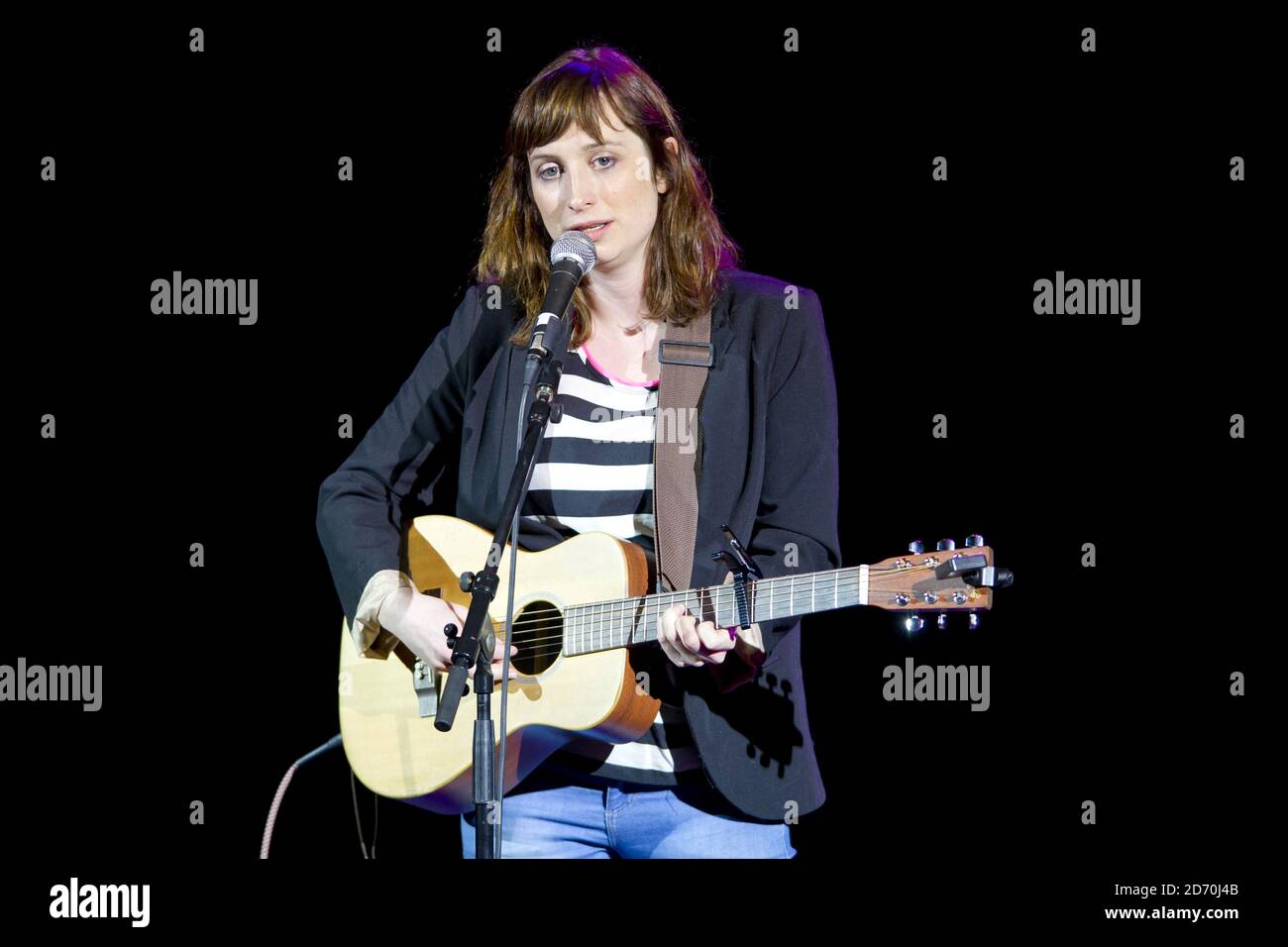 Isy Suttie performing at the War on Want Comedy Gig, at the O2 Shepherd ...