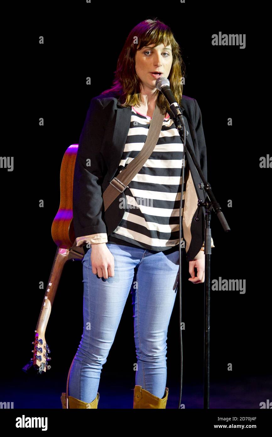 Isy Suttie performing at the War on Want Comedy Gig, at the O2 Shepherd ...