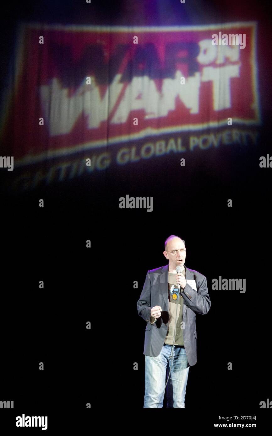 Graham Wilde performing on stage at the War on Want Comedy Gig, at the ...