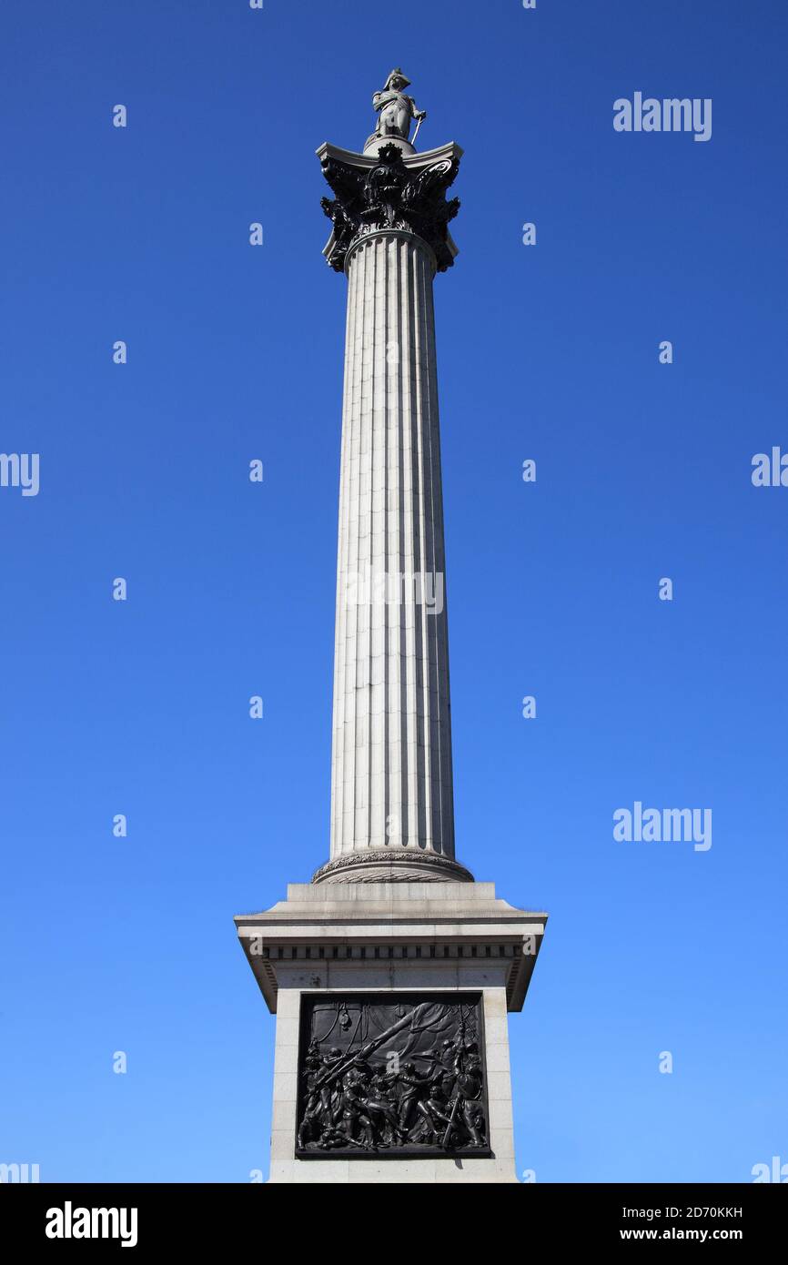 Nelson’s Column in Trafalgar Square, London, England, UK, and was ...