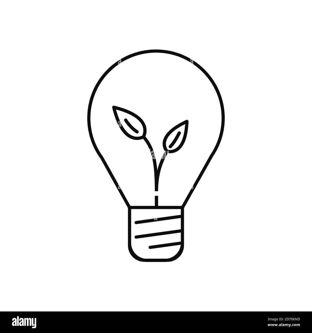 Eco light bulb friendly vector linear icon. Outline style icon ...