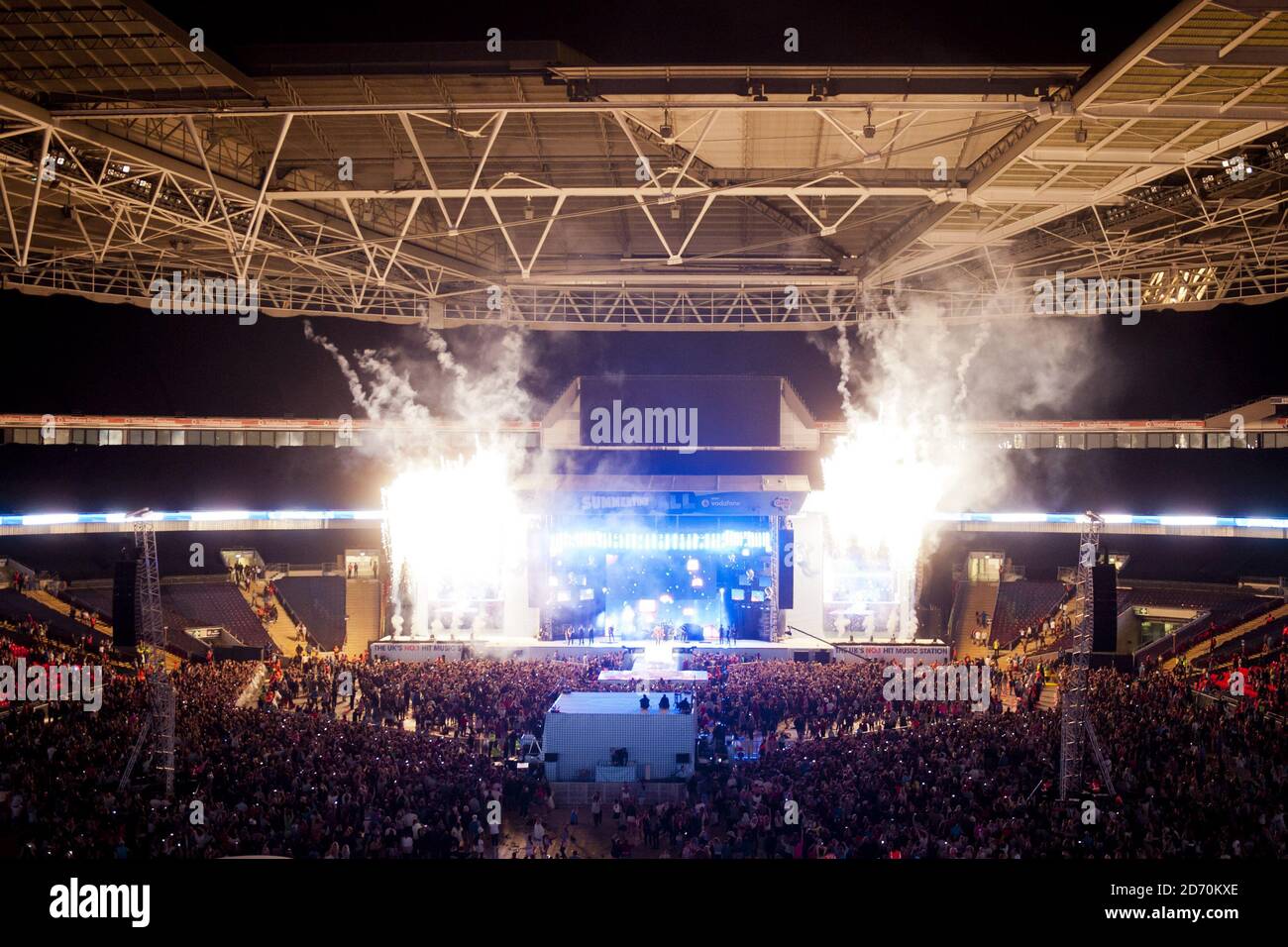 Fireworks at the Summertime Ball, Wembley Stadium, London Stock Photo ...