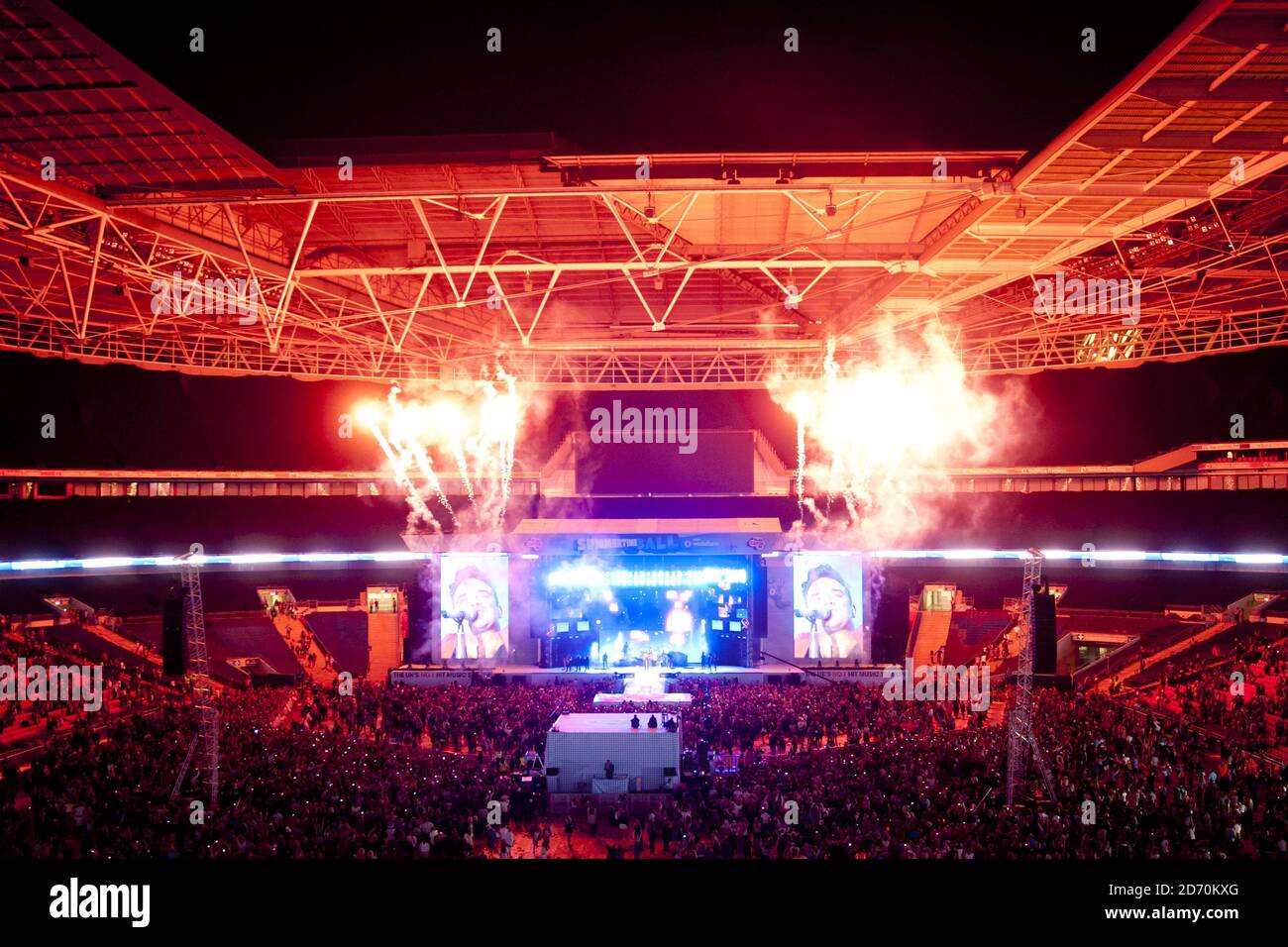 Fireworks at the Summertime Ball, Wembley Stadium, London Stock Photo ...