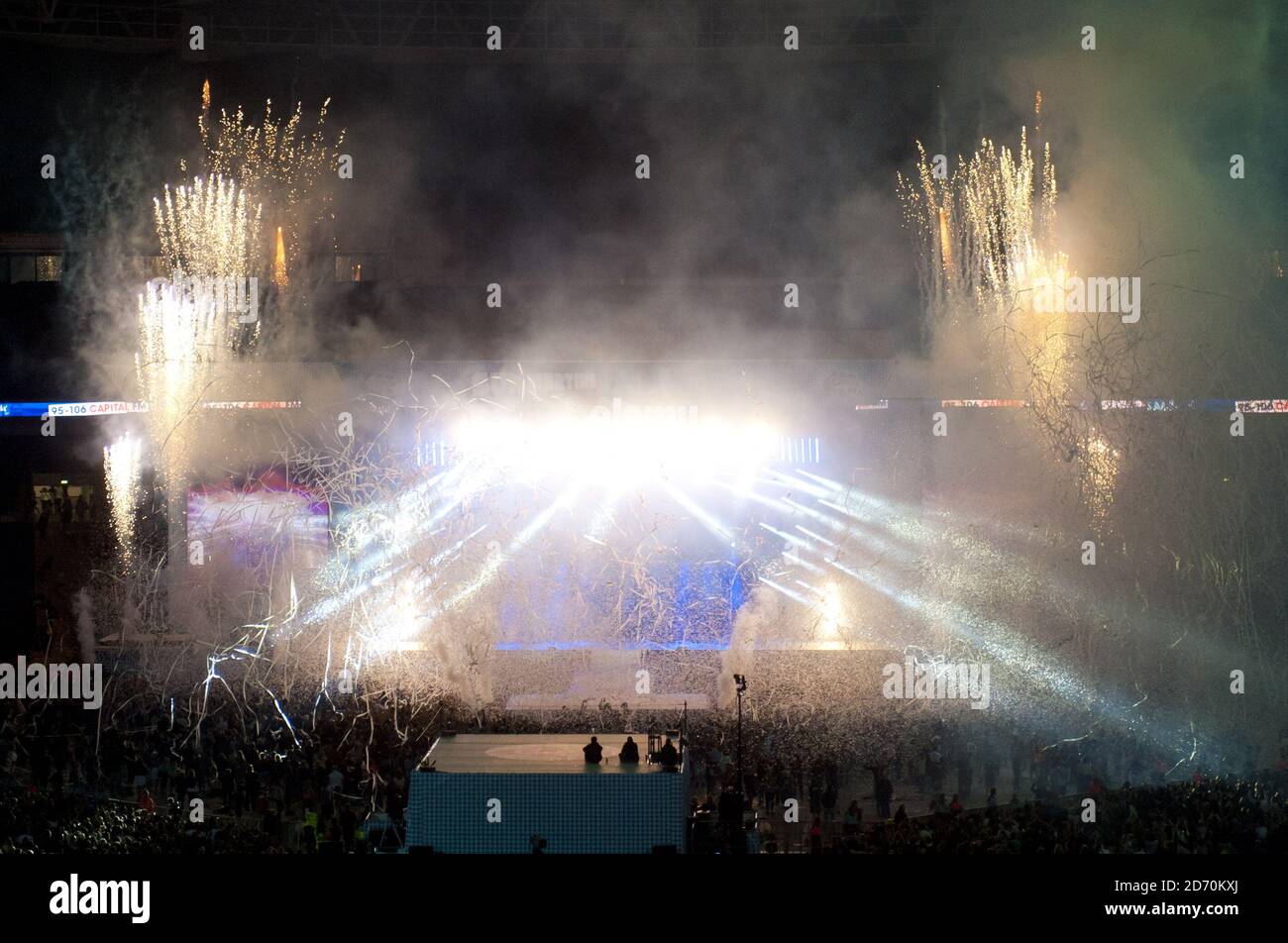 Fireworks at the Summertime Ball, Wembley Stadium, London Stock Photo ...