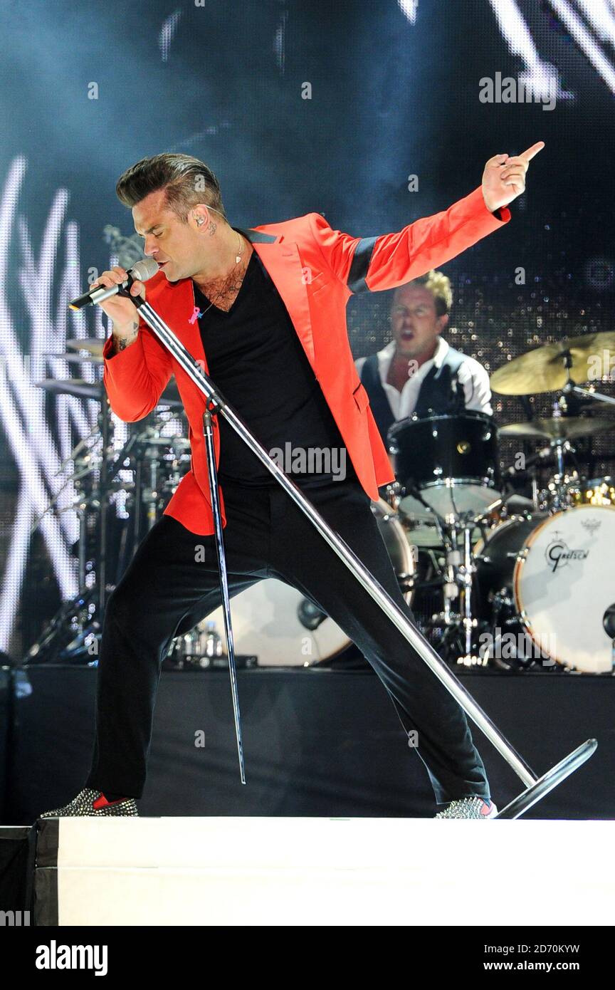 Robbie Williams performs during Capital FM's Summertime Ball at Wembley ...