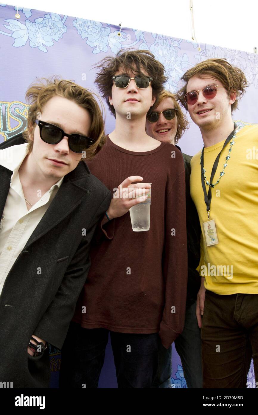 Palma Violets pictured backstage at the Isle of Wight Festival, in ...