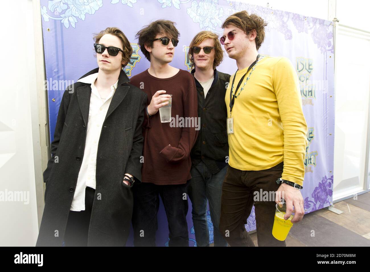 Palma Violets pictured backstage at the Isle of Wight Festival, in ...