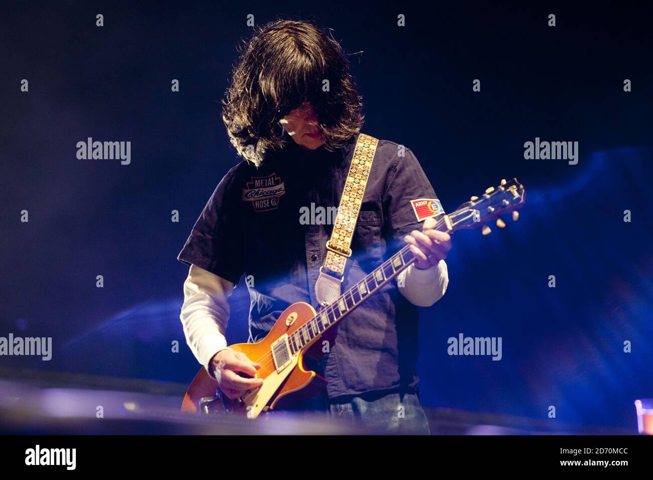 John Squire of The Stone Roses performing at the Isle of Wight Festival ...