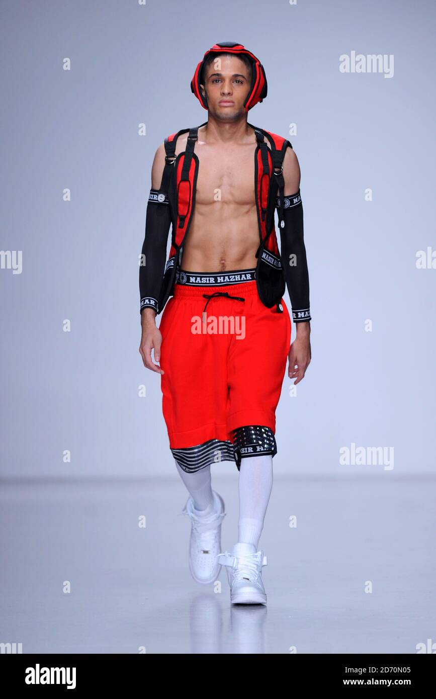 A model on the catwalk at the Nasir Hazhar fashion show, held at the ...