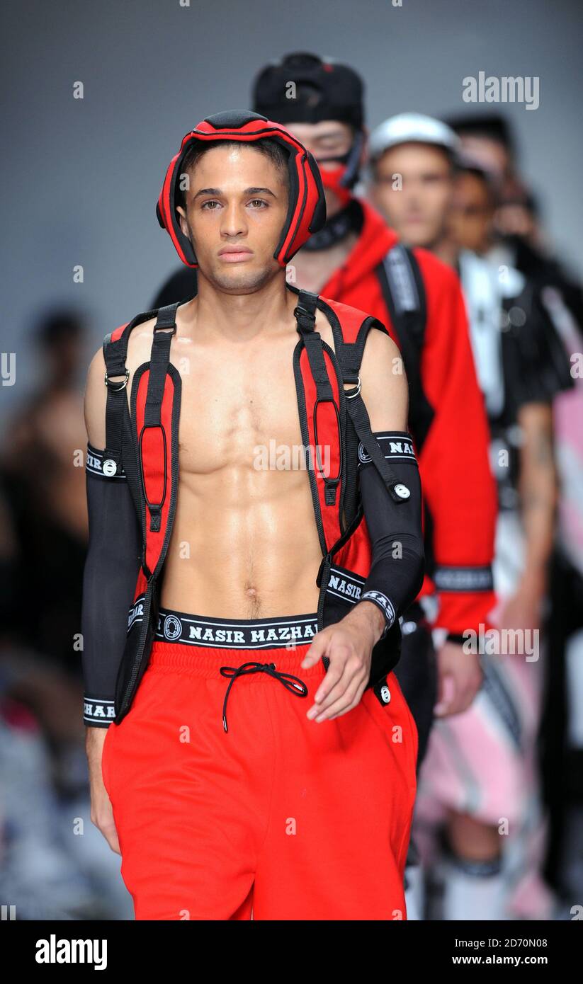 A model on the catwalk at the Nasir Hazhar fashion show, held at the ...