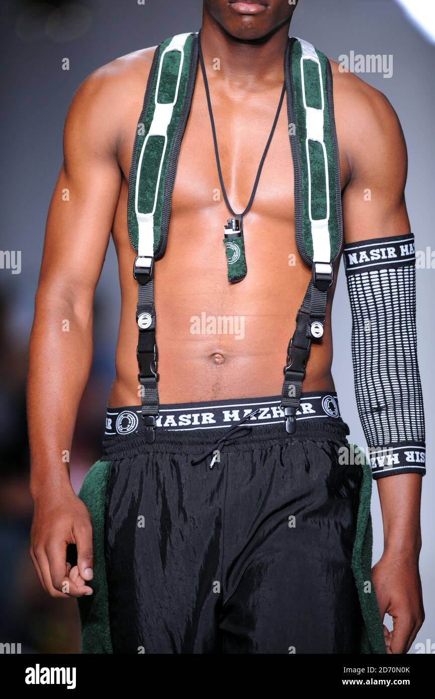 A model on the catwalk at the Nasir Hazhar fashion show, held at the ...