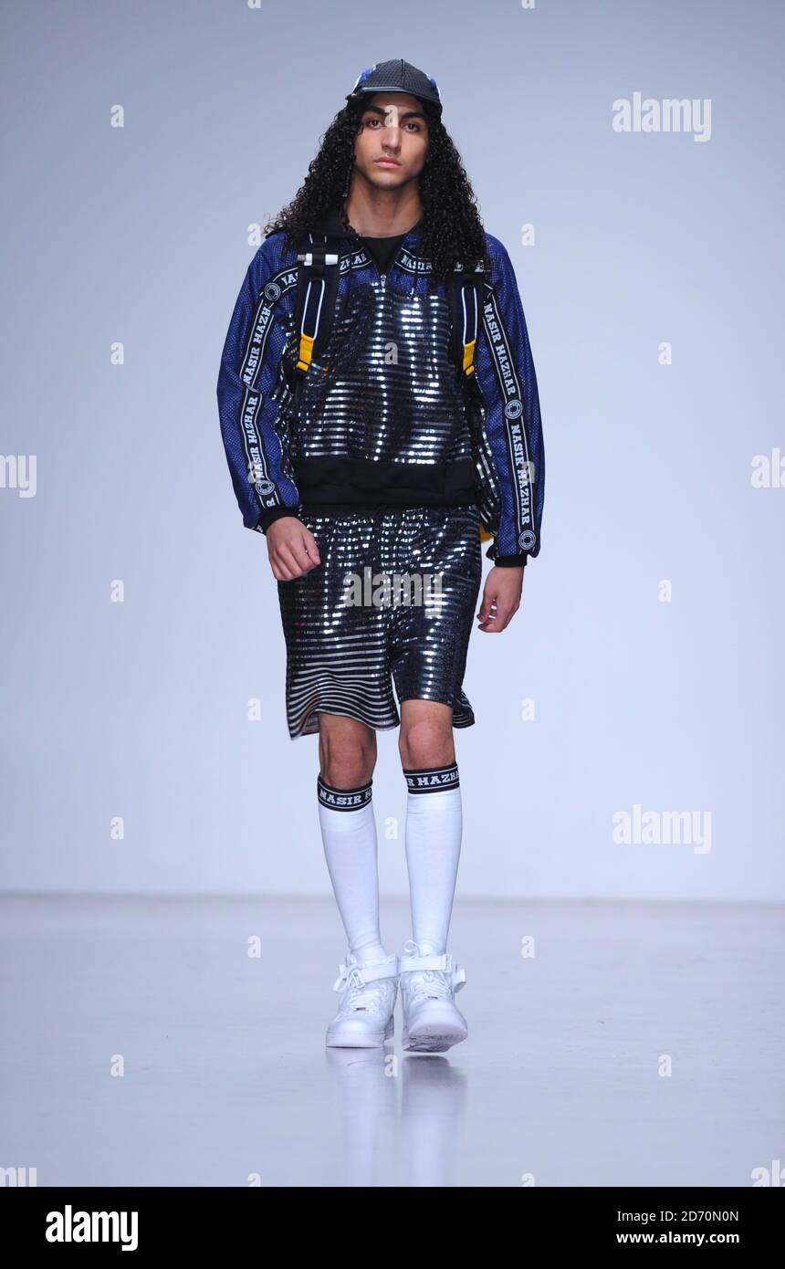 A model on the catwalk at the Nasir Hazhar fashion show, held at the ...