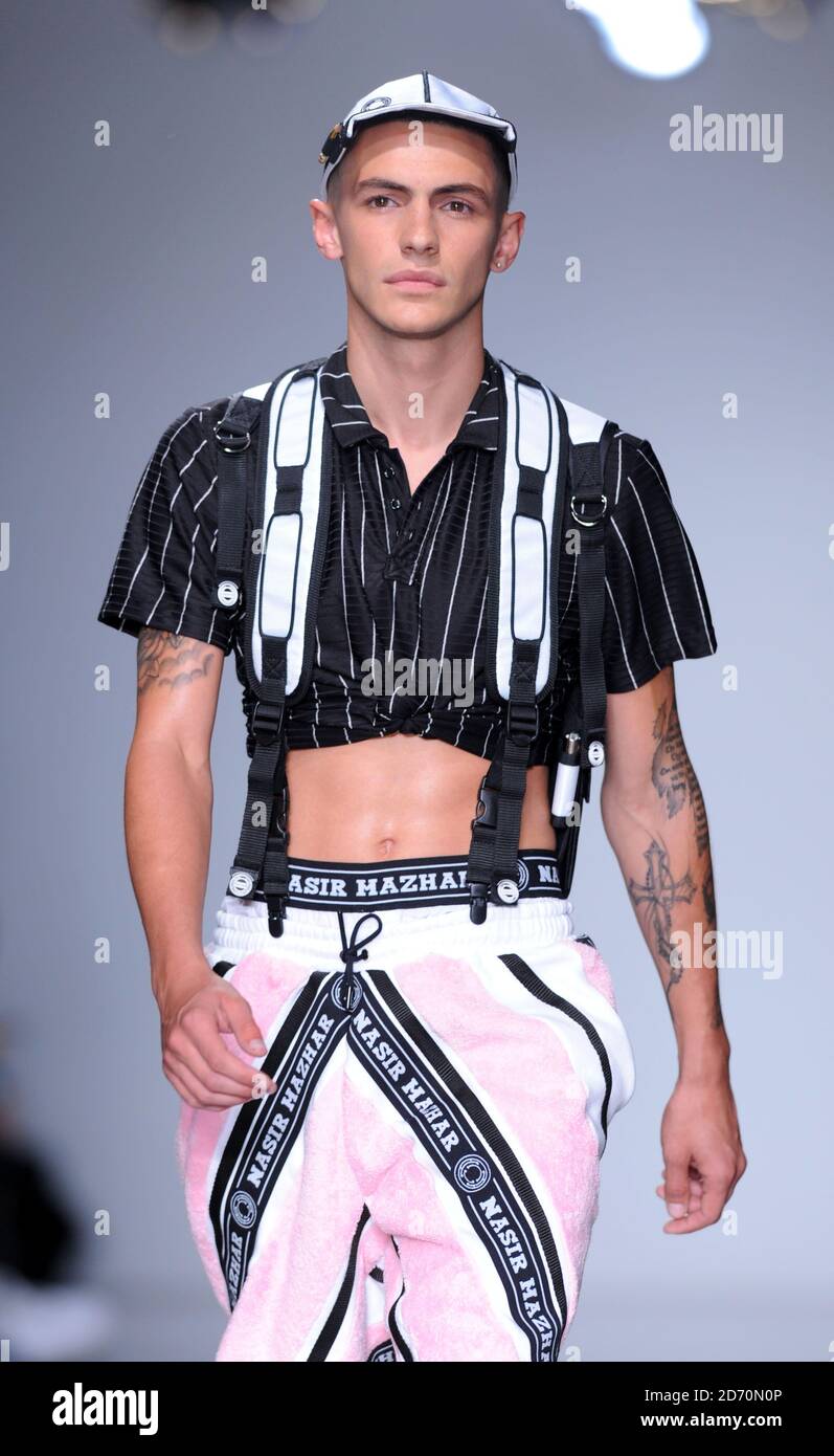 A model on the catwalk at the Nasir Hazhar fashion show, held at the ...