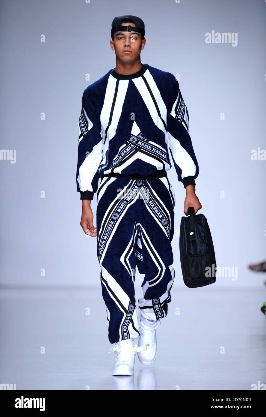 A model on the catwalk at the Nasir Hazhar fashion show, held at the ...