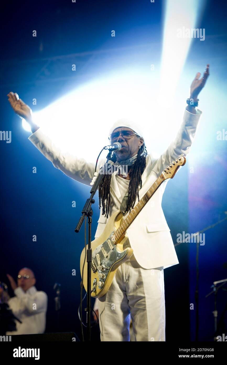 Nile Rogers and Chic performing on the West Holts stage at the ...