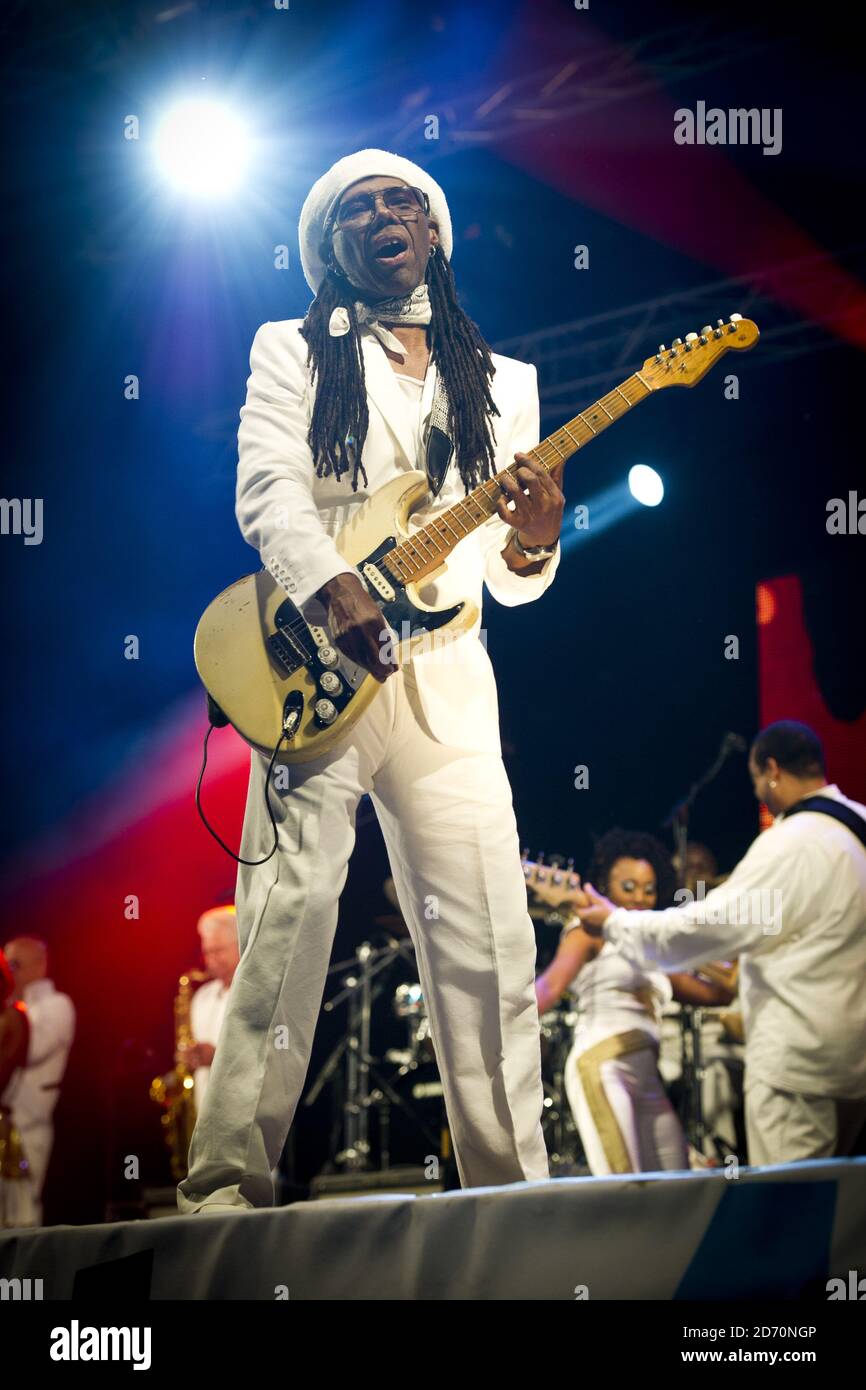 Nile Rogers and Chic performing on the West Holts stage at the ...