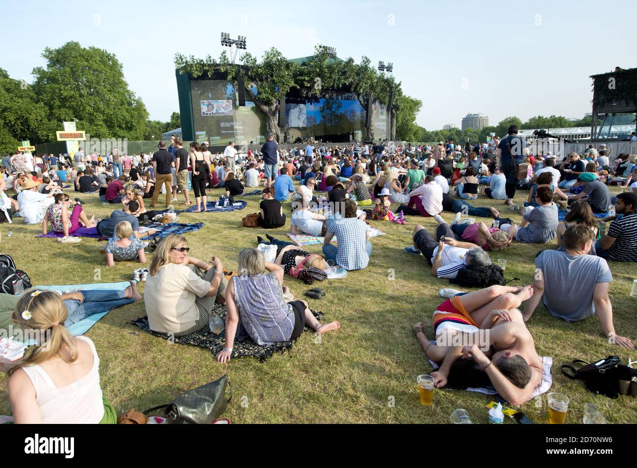 Crowds enjoy the sunshine in Hyde Park in central London, during the ...