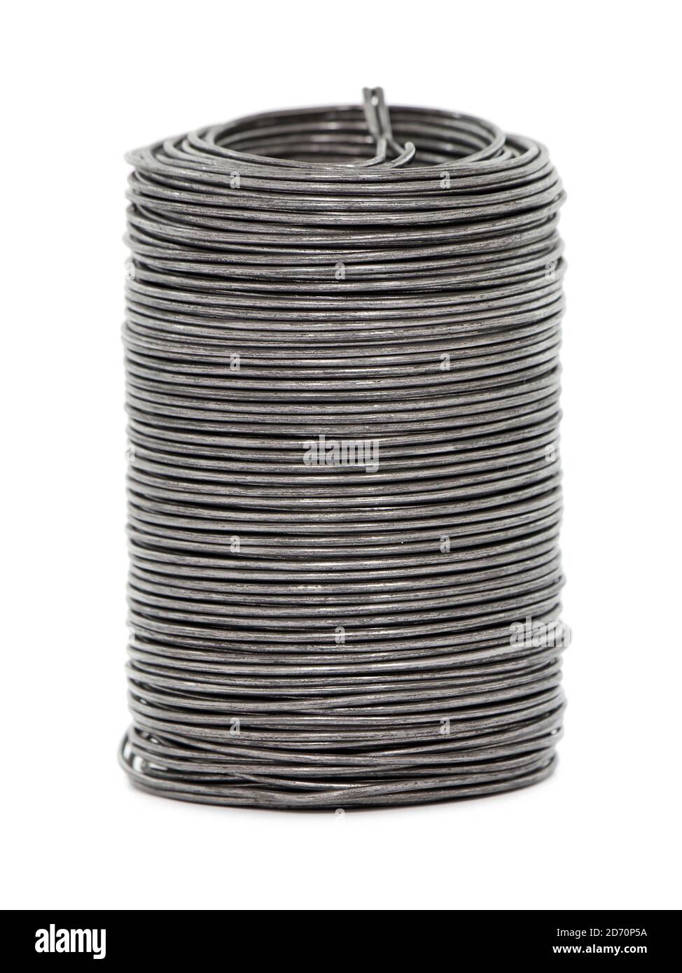 Roll of metal wire isolated on white Stock Photo - Alamy