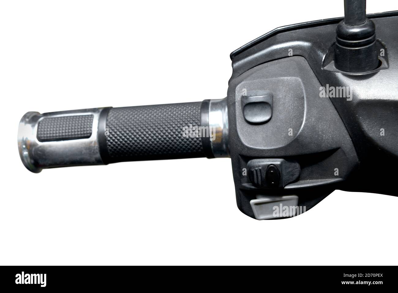 Motorcycle handle with switch control on the left side isolated over ...
