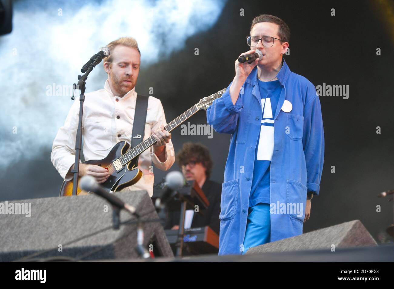 Al Doyle of Hot Chip performing on the second day of the Latitude Festival at Henham Park in Southwold Suffolk Stock Photo Alamy