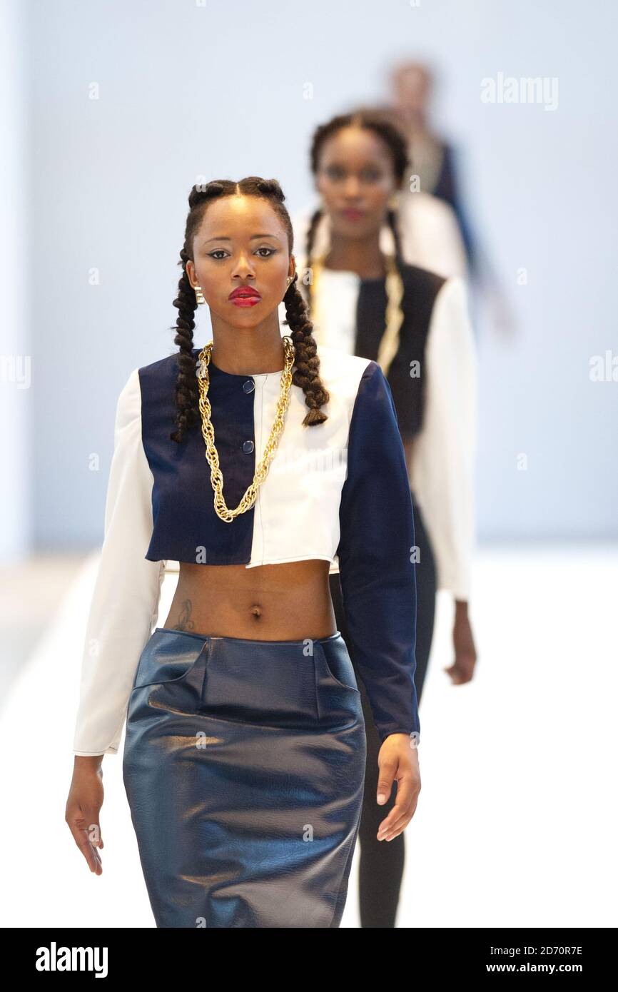 A model wears a design by Chanel Monet Fashion Week London, a 3-day ...