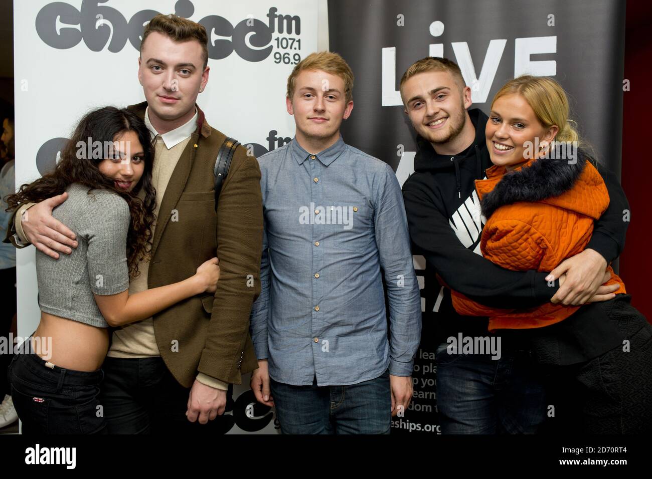 (l-r) Eliza Doolittle, Sam Smith, Howard and Guy Lawrence, and Sasha ...