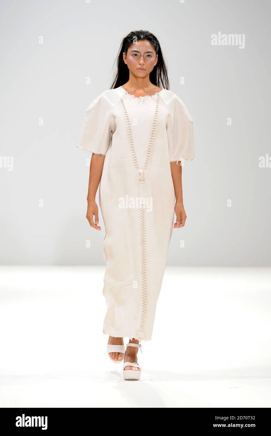 A model wearing a design by Hannah Williams during Ones to Watch ...