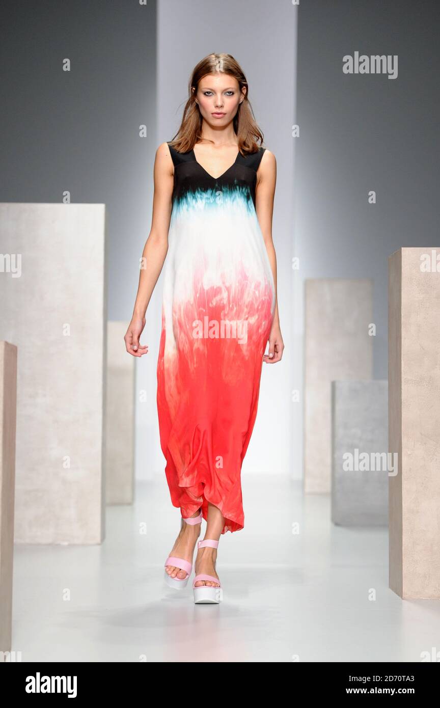A model on the catwalk at the Zoe Jordan fashion show, held at the BFC ...