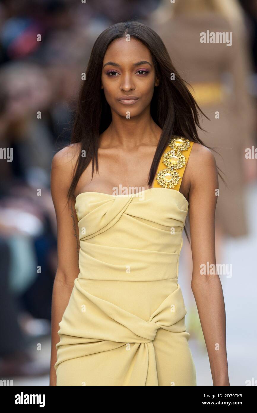 Model Jourdan Dunn on the catwalk at the Burberry fashion show, held in ...