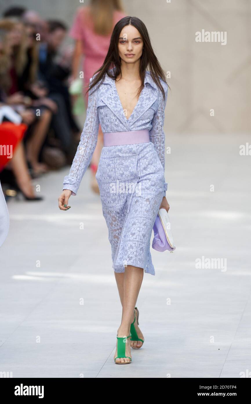 A model on the catwalk at the Burberry fashion show, held in Hyde Park ...