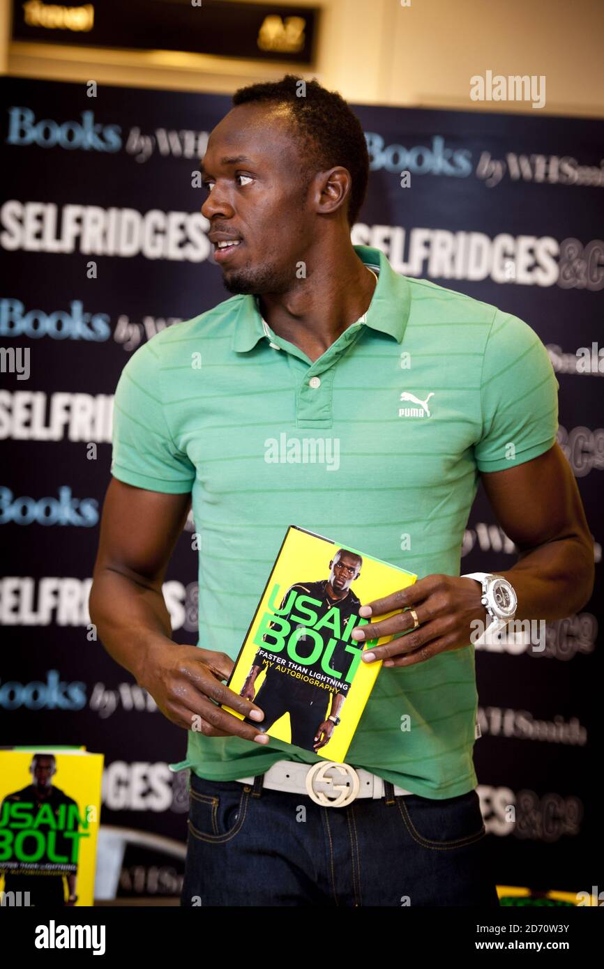 Usain Bolt pictured at Selfridge's in London, as he signs copies of his ...