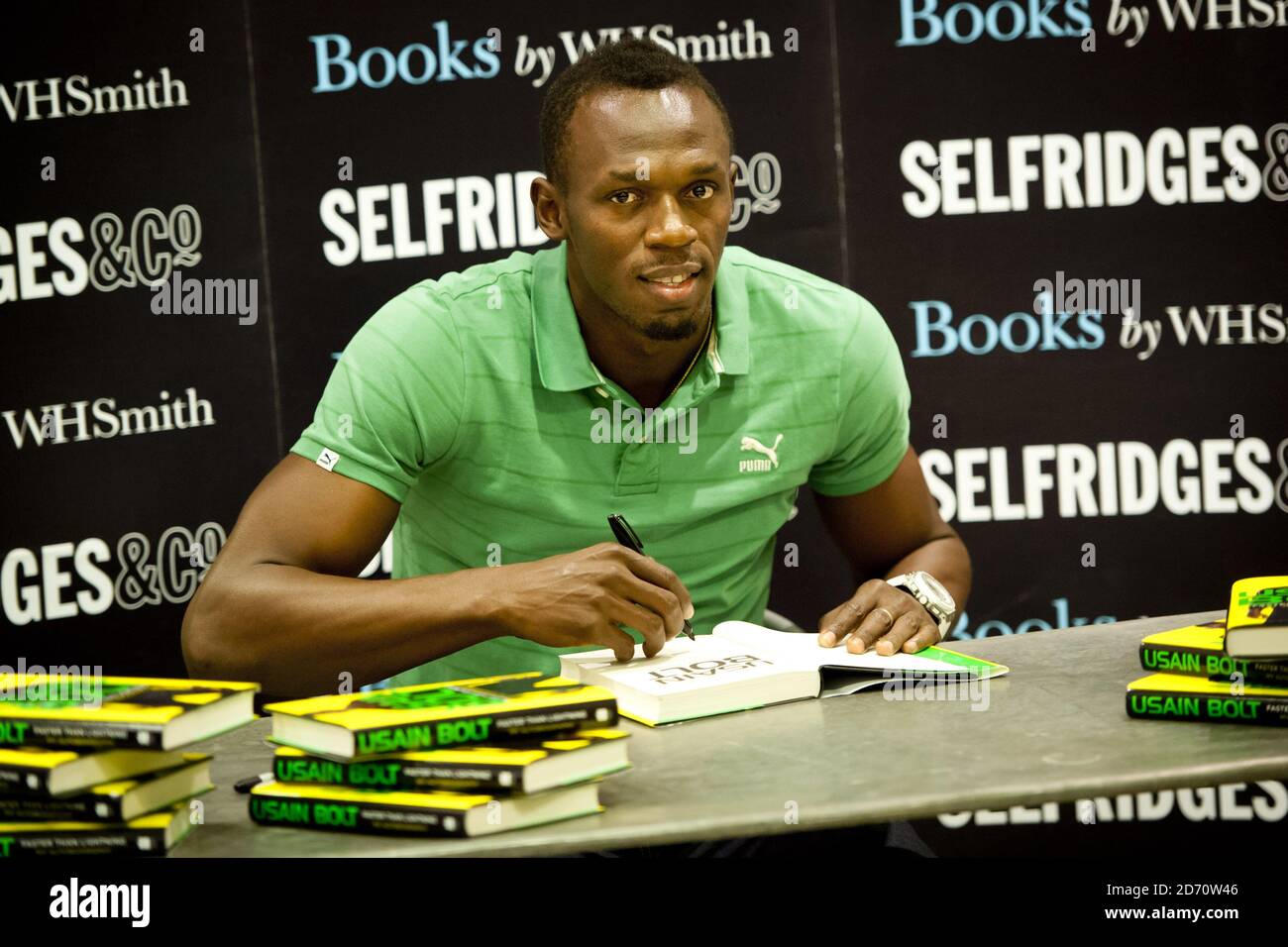 Usain Bolt pictured at Selfridge's in London, as he signs copies of his ...