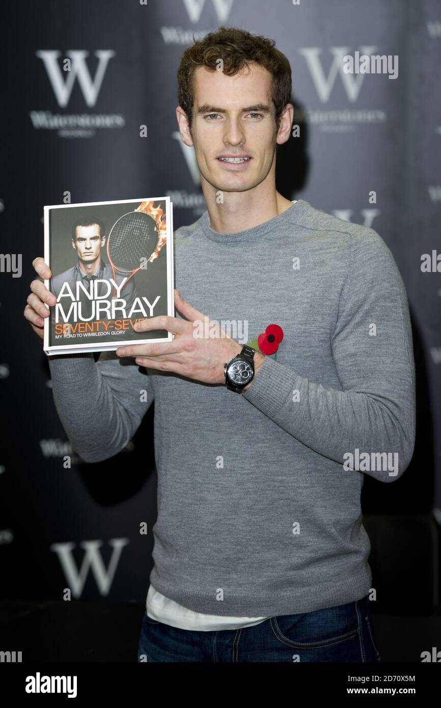 Andy Murray signs copies of his new book, Seventy Seven, at Waterstone ...