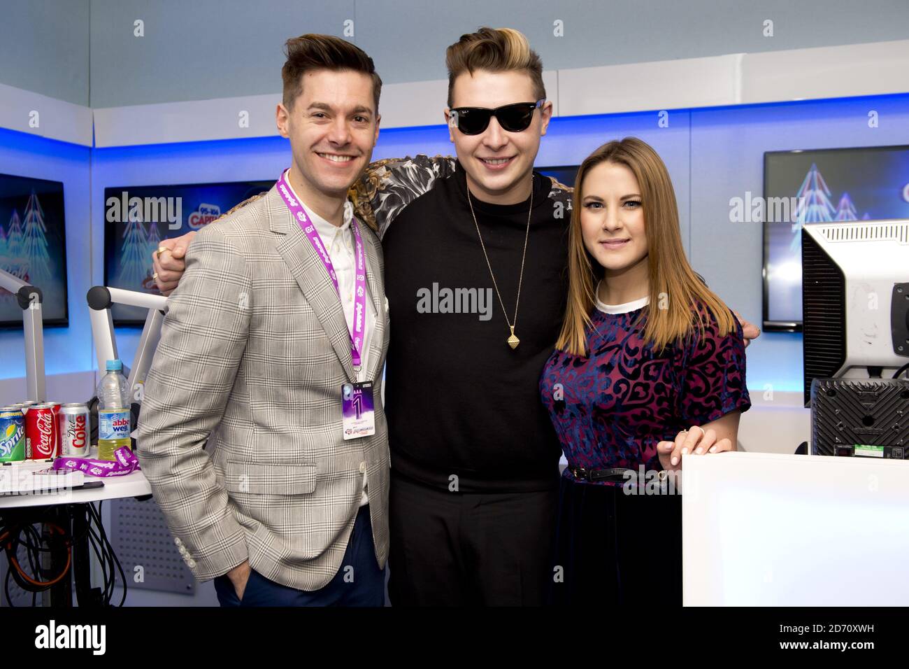 John Newman pictured with presenters Kat Shoob and Rich Clarke ...