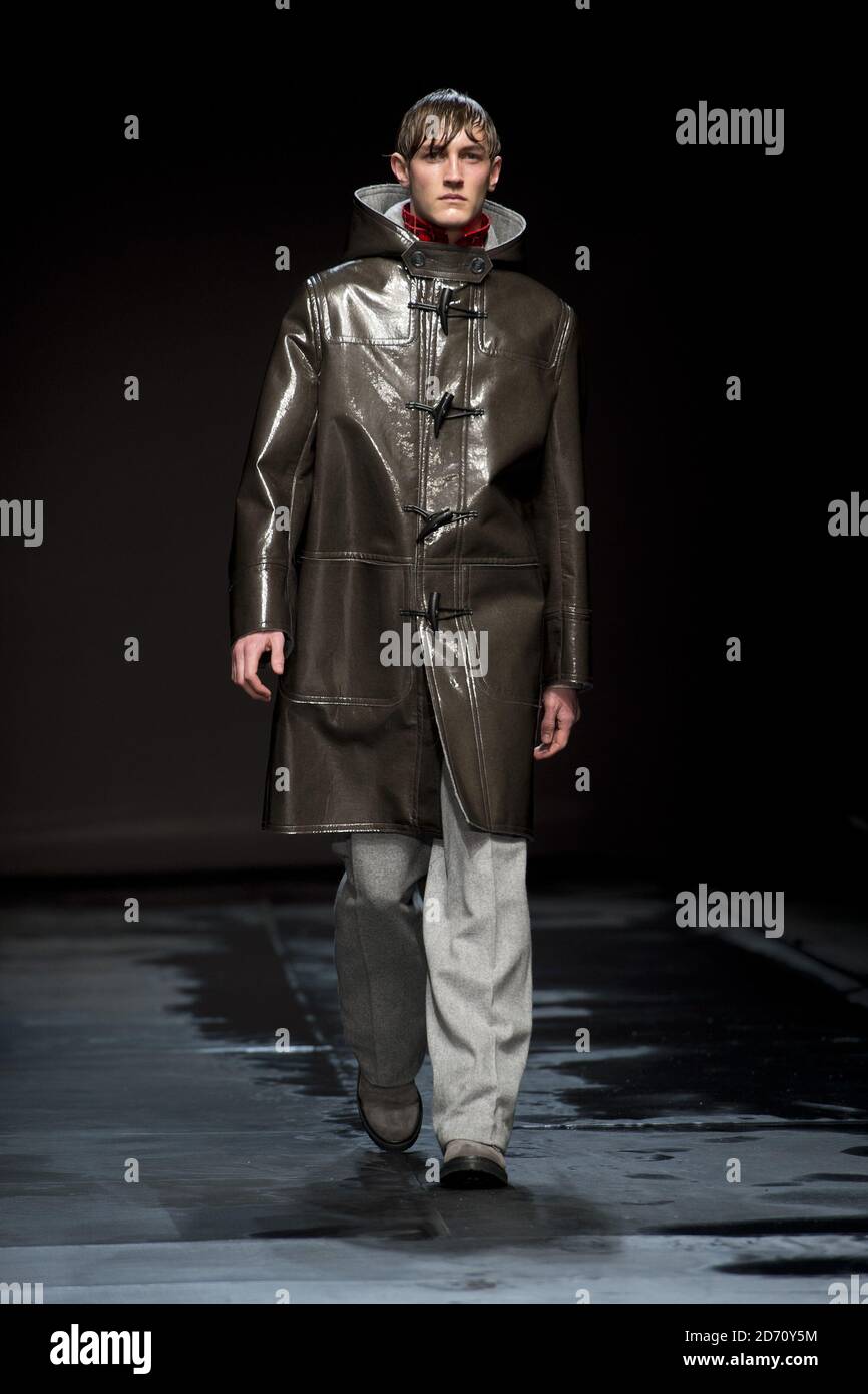 A model on the catwalk at the Top Man Design fashion show, held at the ...