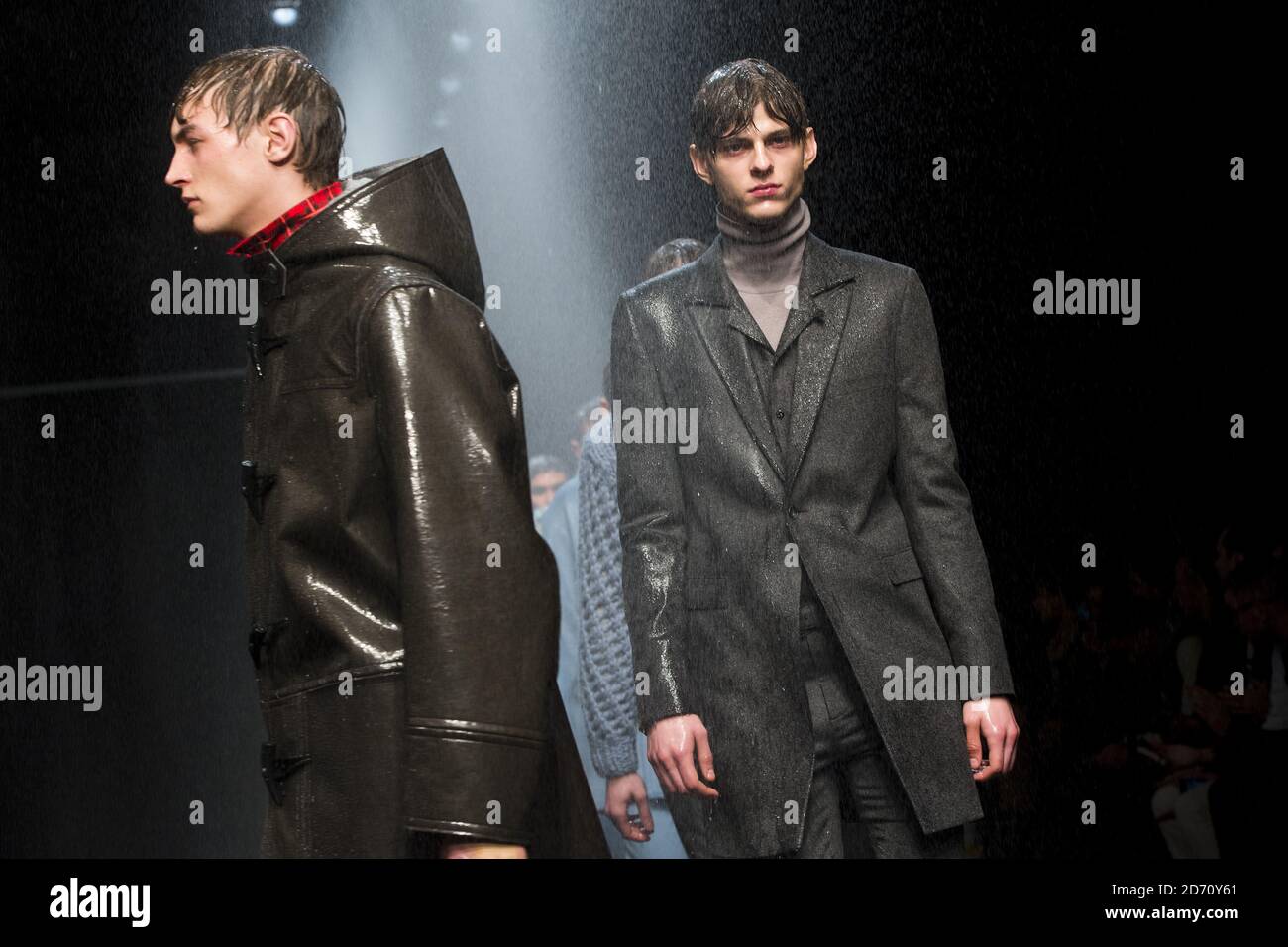 A model on the catwalk at the Top Man Design fashion show, held at the ...