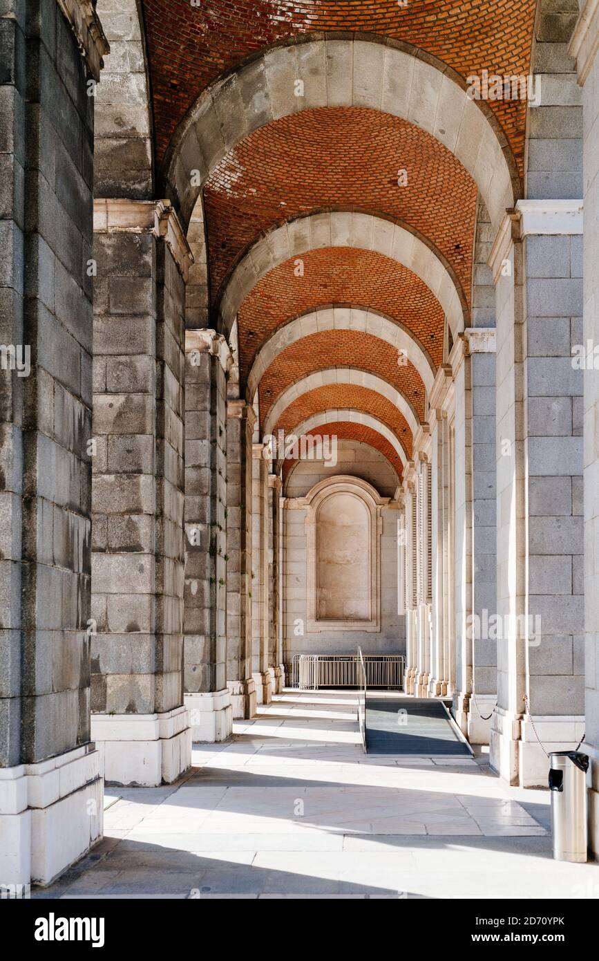 Arcade with brick vaults in Royal Palace in Madrid Stock Photo - Alamy