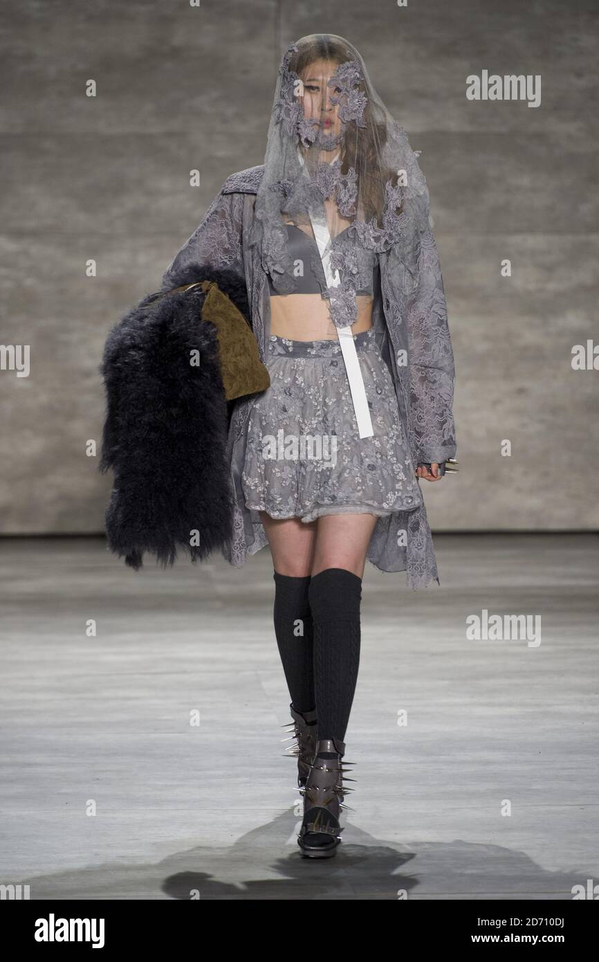 A model on the catwalk at the Lee Jean Youn fashion show, held at the ...