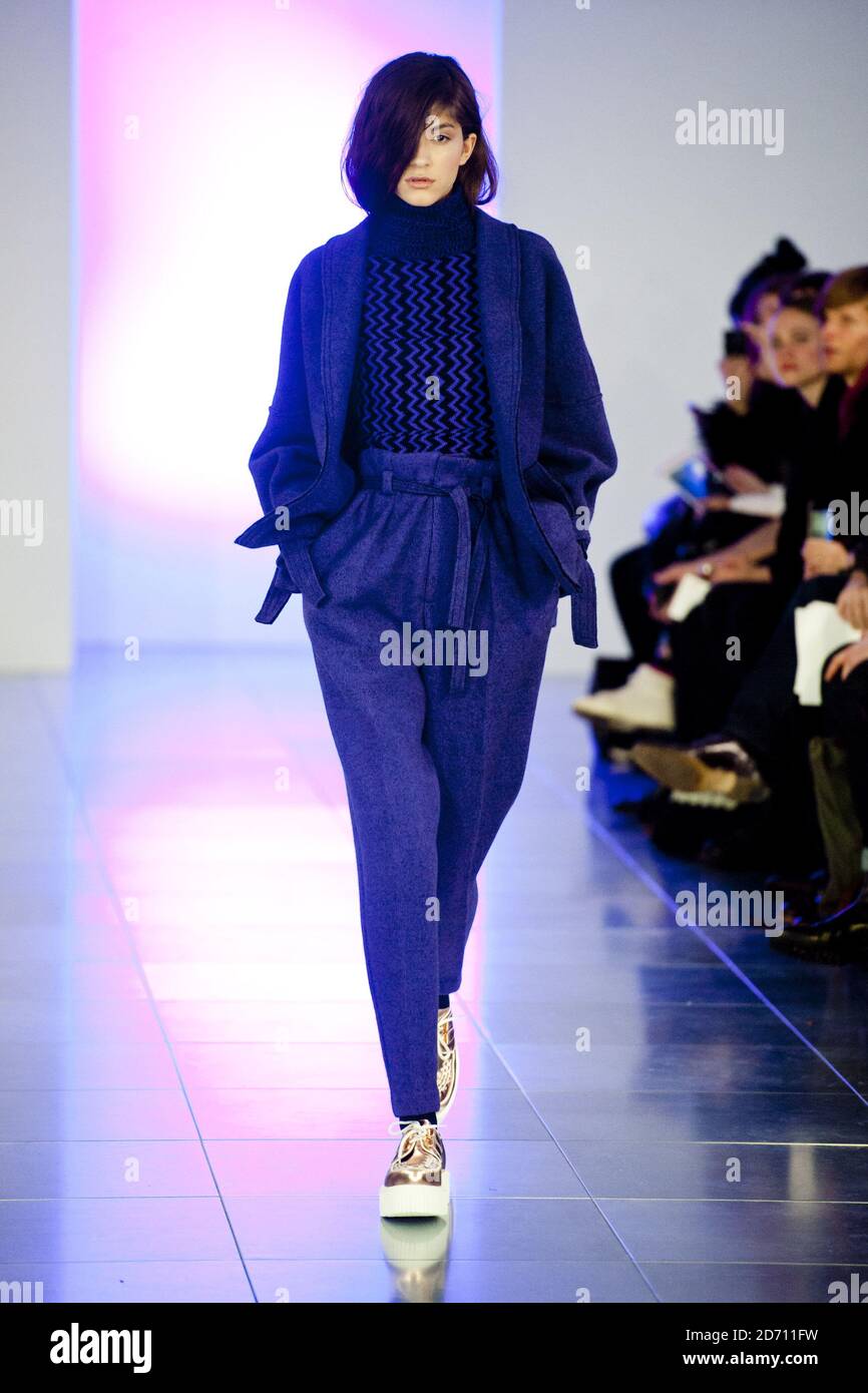 A model on the catwalk at the Mark Fast fashion show, held at Aldwych ...