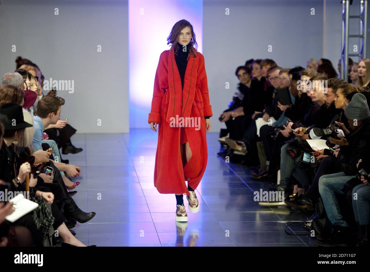 A model on the catwalk at the Mark Fast fashion show, held at Aldwych ...