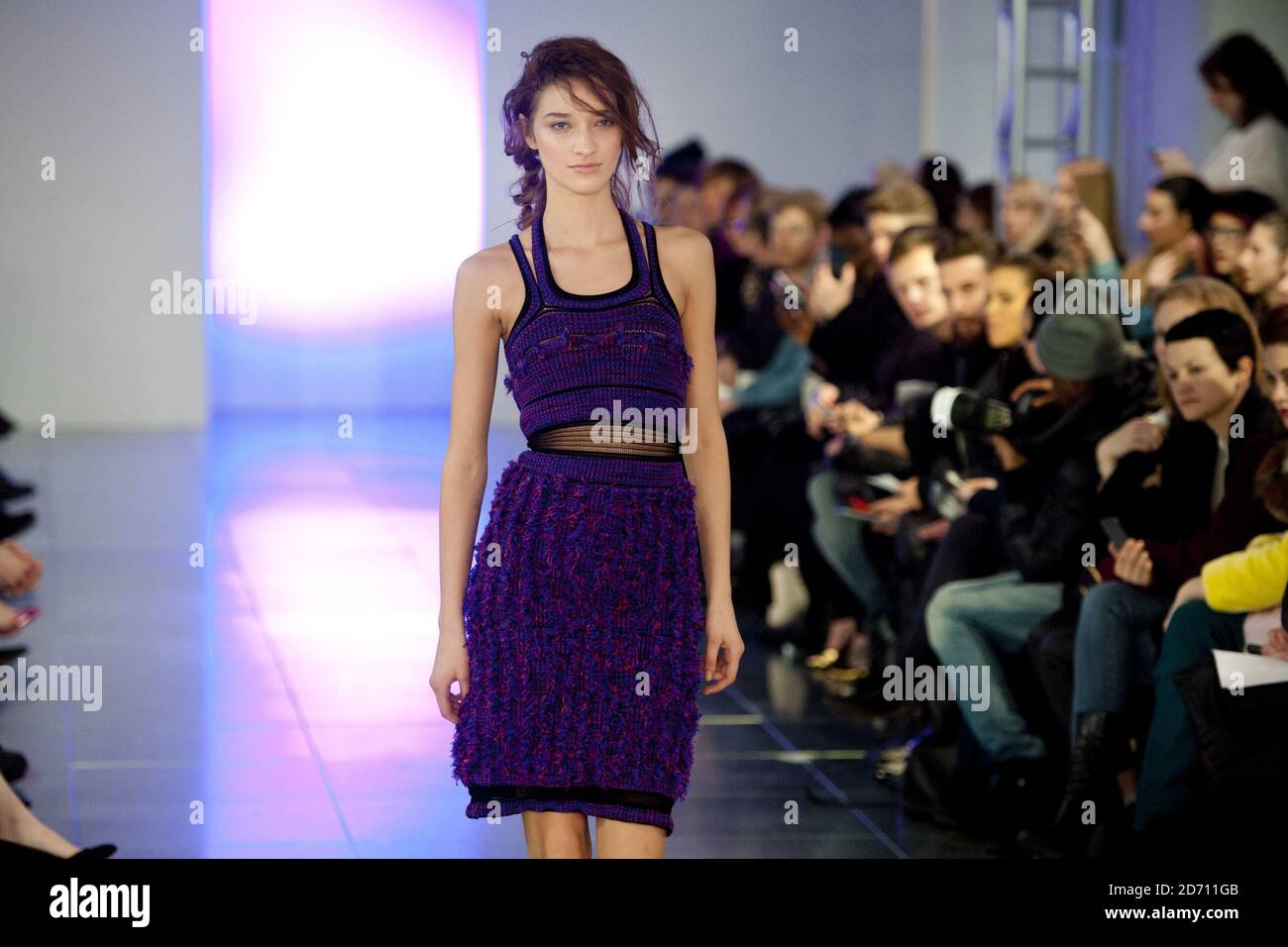 A model on the catwalk at the Mark Fast fashion show, held at Aldwych ...