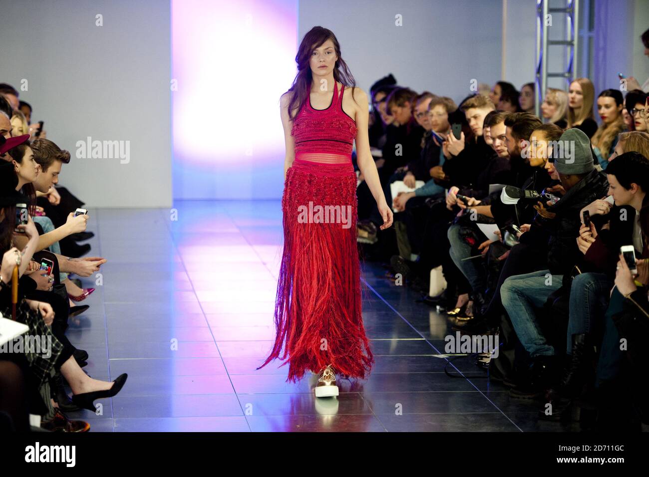A model on the catwalk at the Mark Fast fashion show, held at Aldwych ...