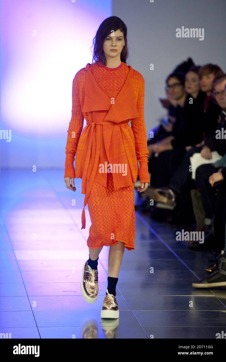 A model on the catwalk at the Mark Fast fashion show, held at Aldwych ...