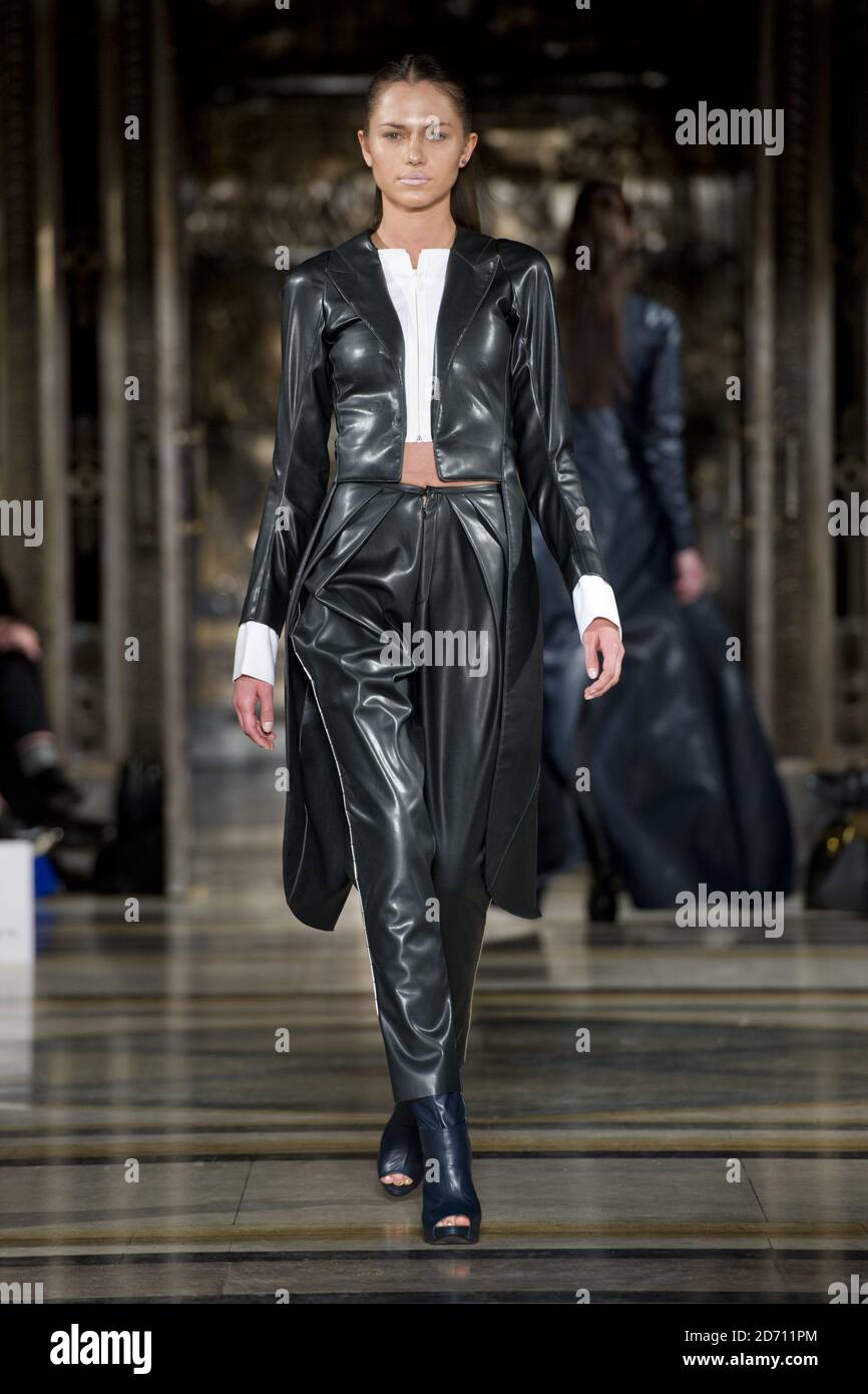 A model on the catwalk at the Bernard Chandran fashion show, held at ...
