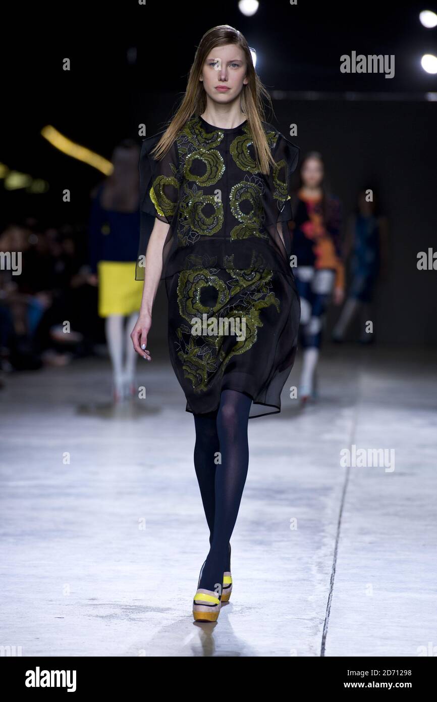 A model on the catwalk during the Van der Ham fashion show, held at the ...