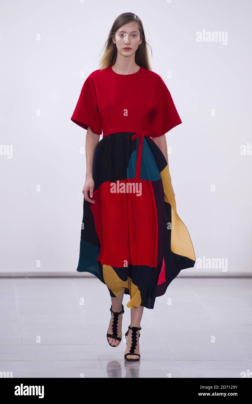 A model on the catwalk at the Issa fashion show, held at the Serpentine ...