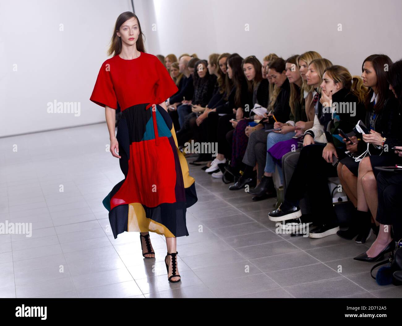 A model on the catwalk at the Issa fashion show, held at the Serpentine ...
