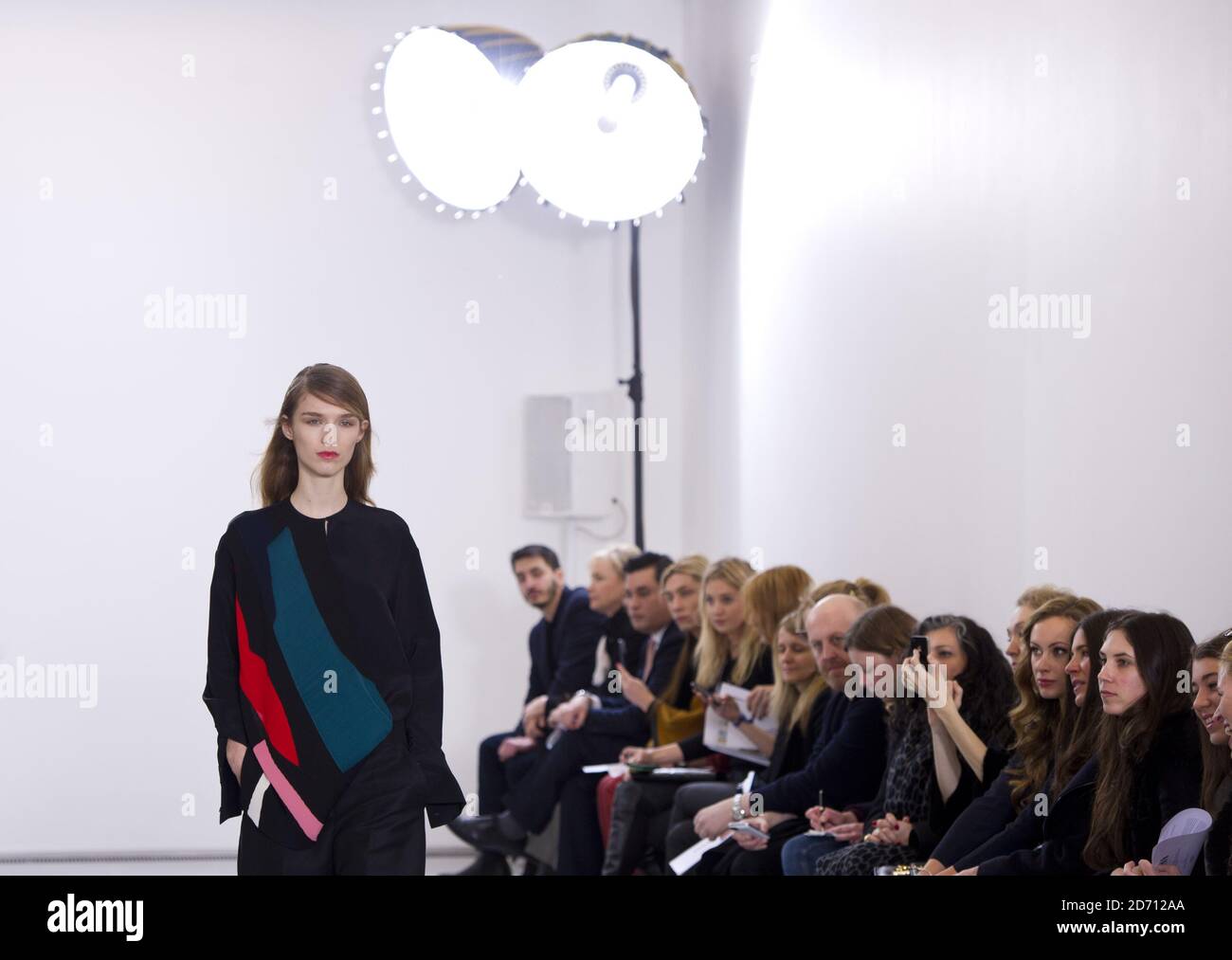 A model on the catwalk at the Issa fashion show, held at the Serpentine ...
