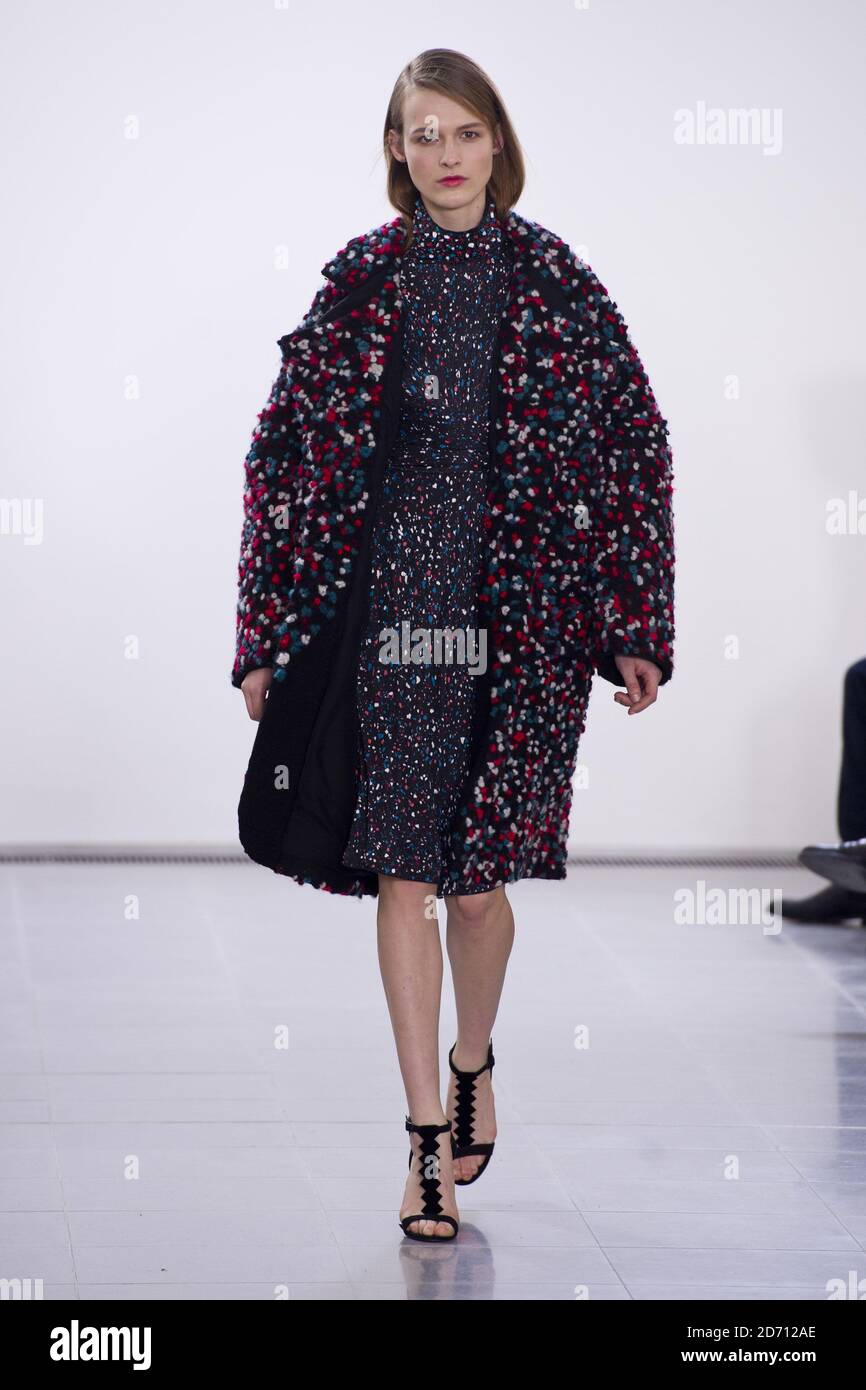 A model on the catwalk at the Issa fashion show, held at the Serpentine ...